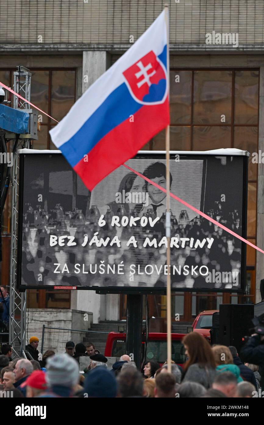 Bratislava, Slovakia. 21st Feb, 2024. People gathered on the Freedom ...