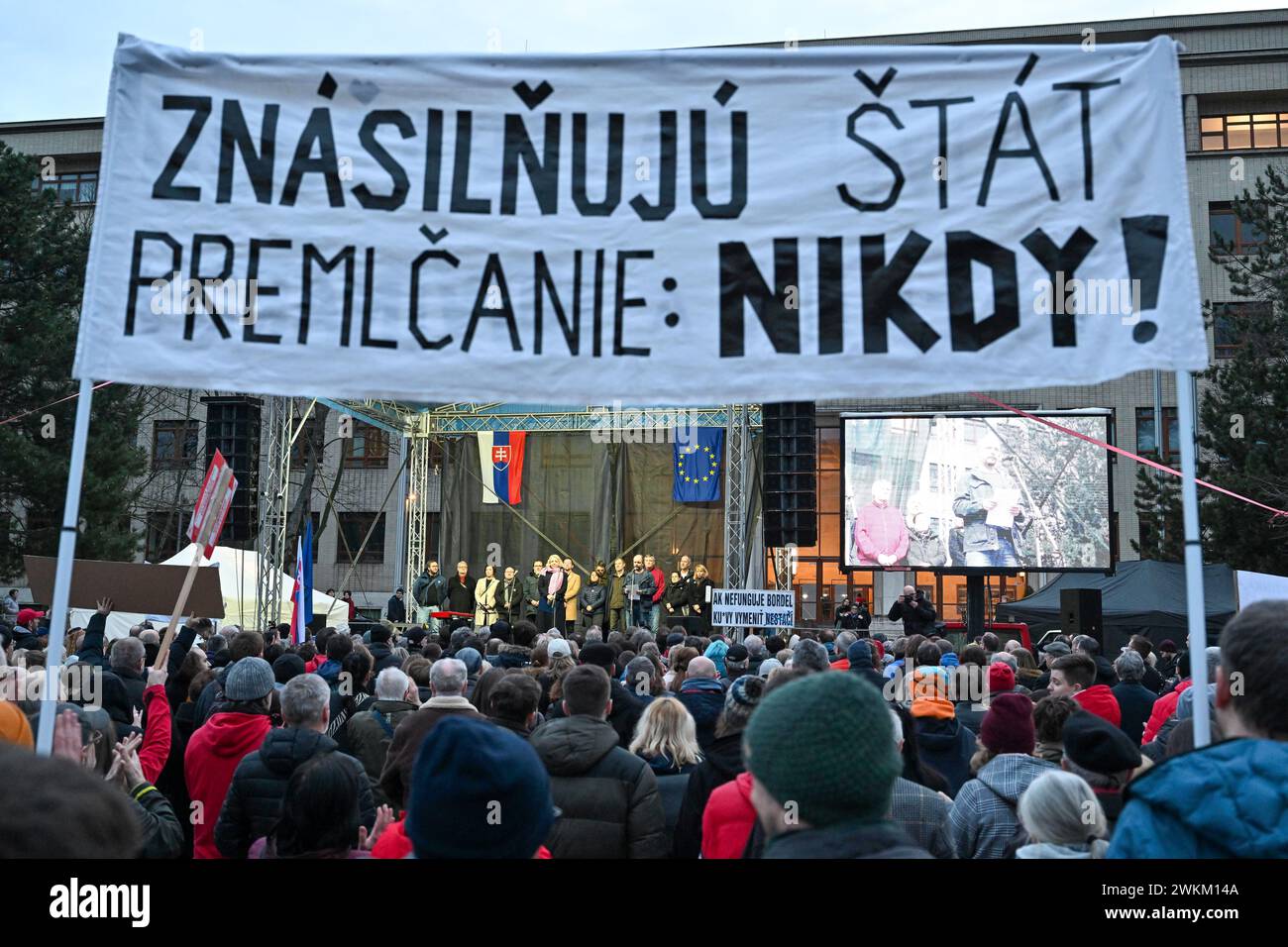 Bratislava, Slovakia. 21st Feb, 2024. People gathered on the Freedom ...