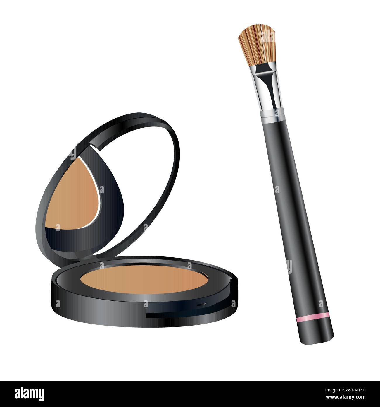 Vector Crumbled Face Cosmetic Make up Powder Blusher in Black Round ...