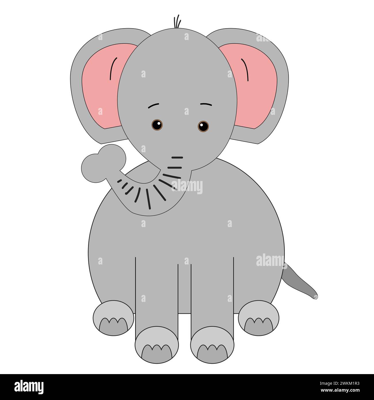 Cute baby elephant sitting isolated on white background Stock Vector ...