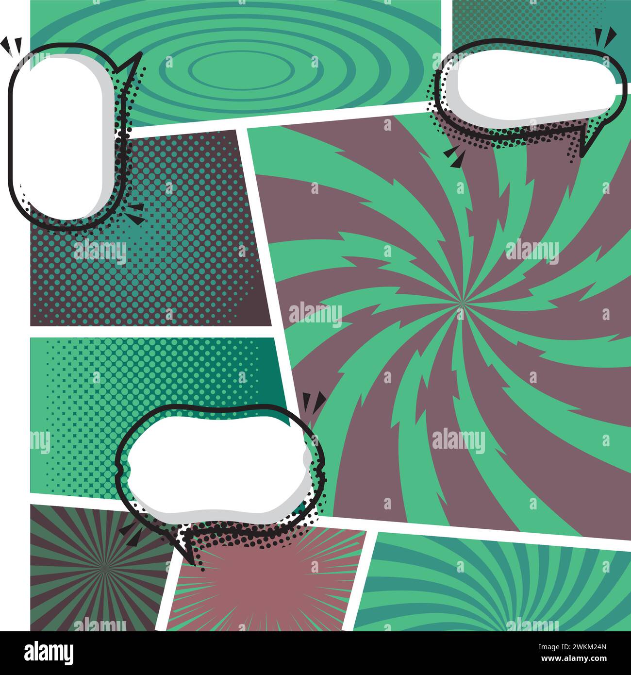 Colored comic page with empty comic speech bubbles Vector Stock Vector ...