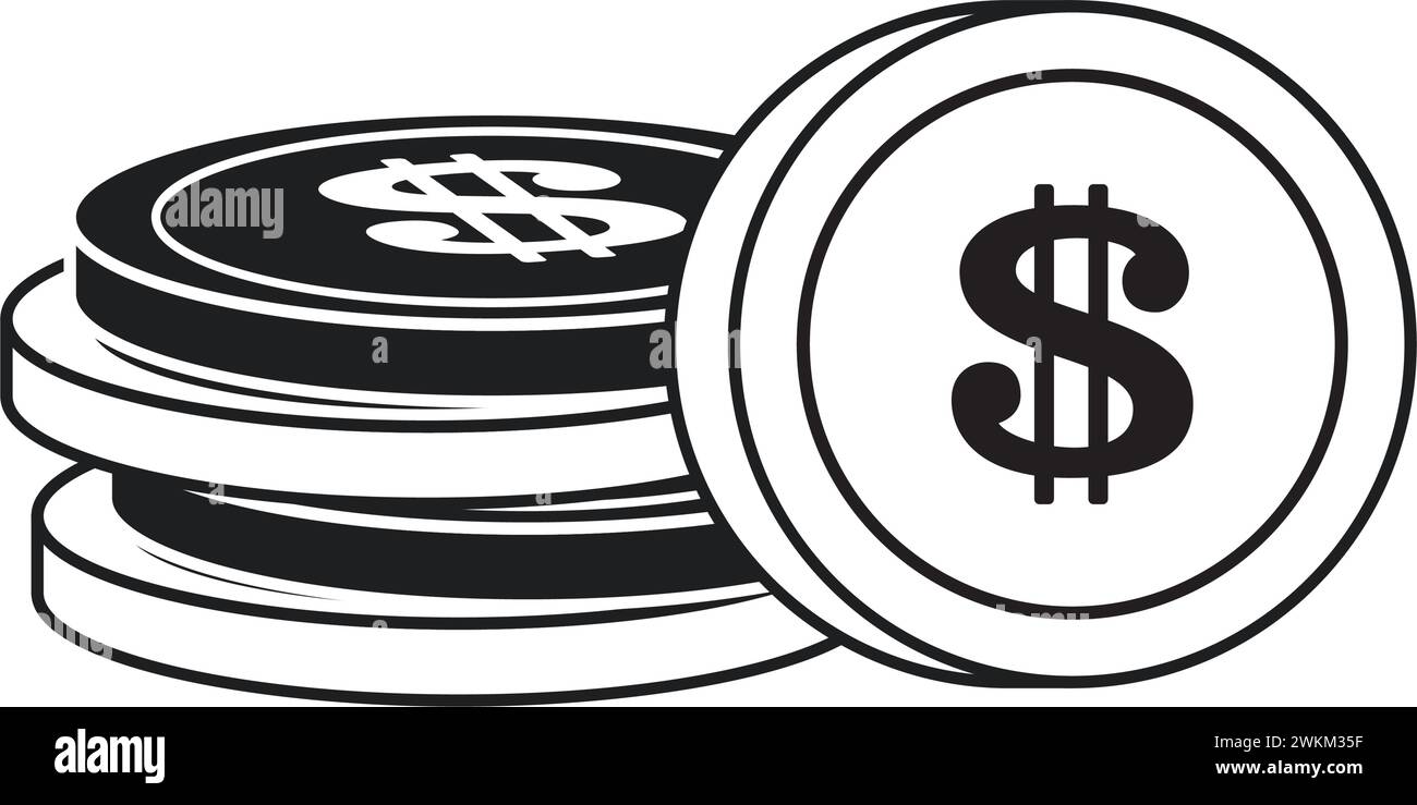 Isolated silhouette of pile of roulette coins Vector Stock Vector Image ...