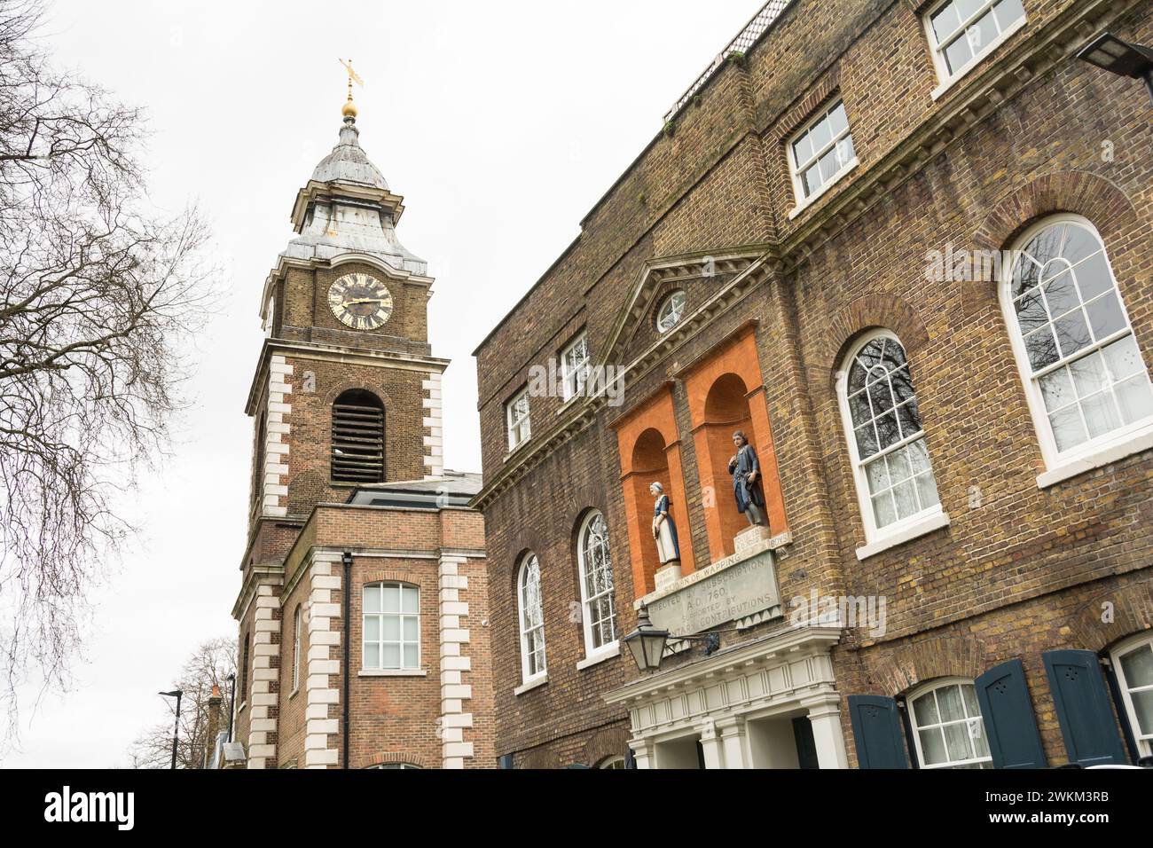 Coade stone staues outside the former Bluecoat Charity school at St ...