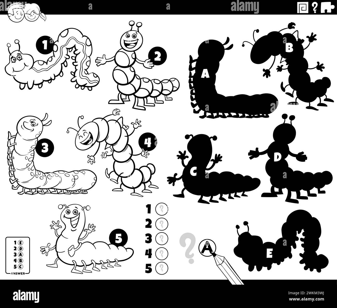 Cartoon illustration of finding the right shadows to the pictures ...