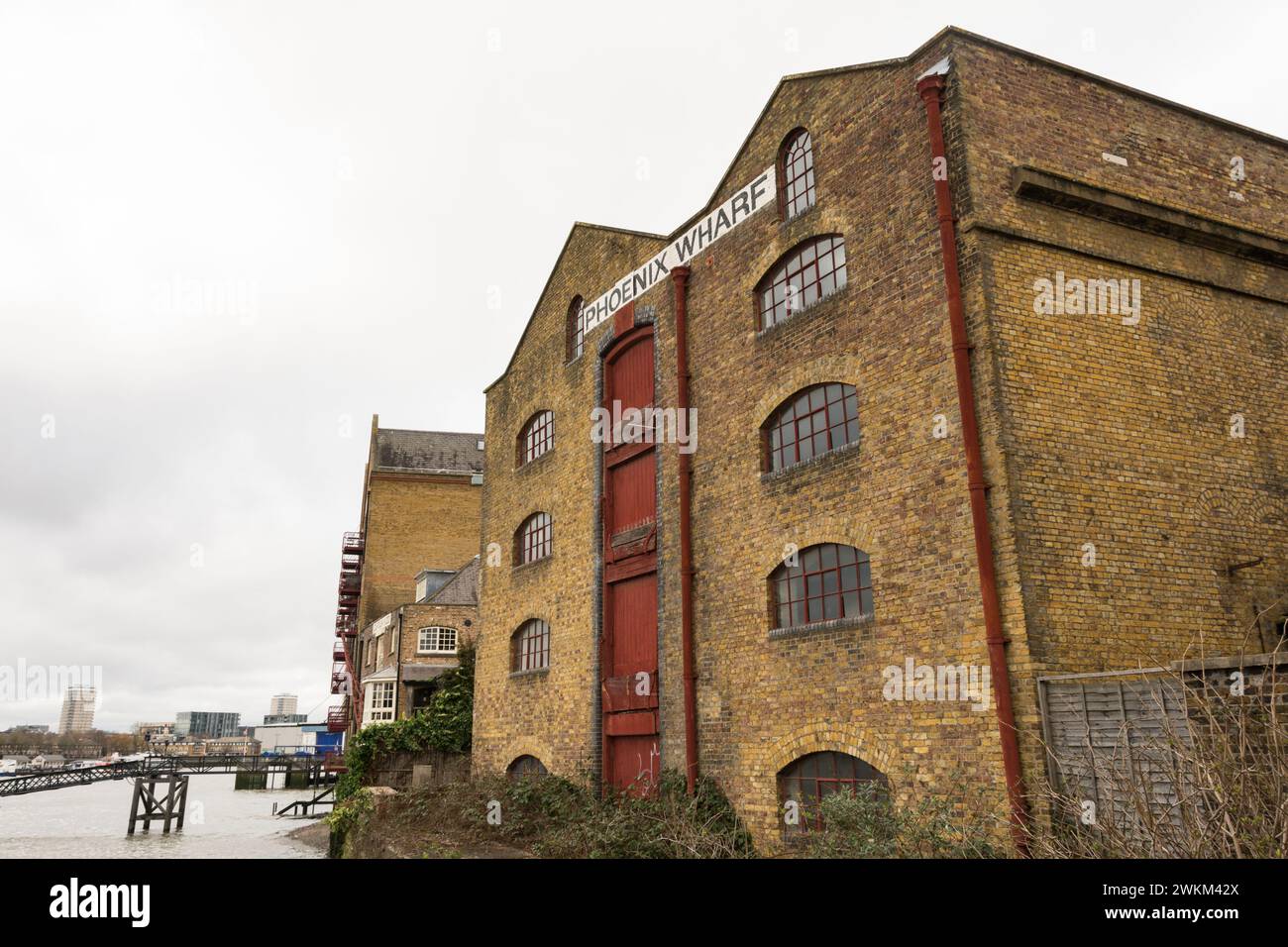 A converted warehouse at Phoenix Wharf on the banks of the River Thames ...
