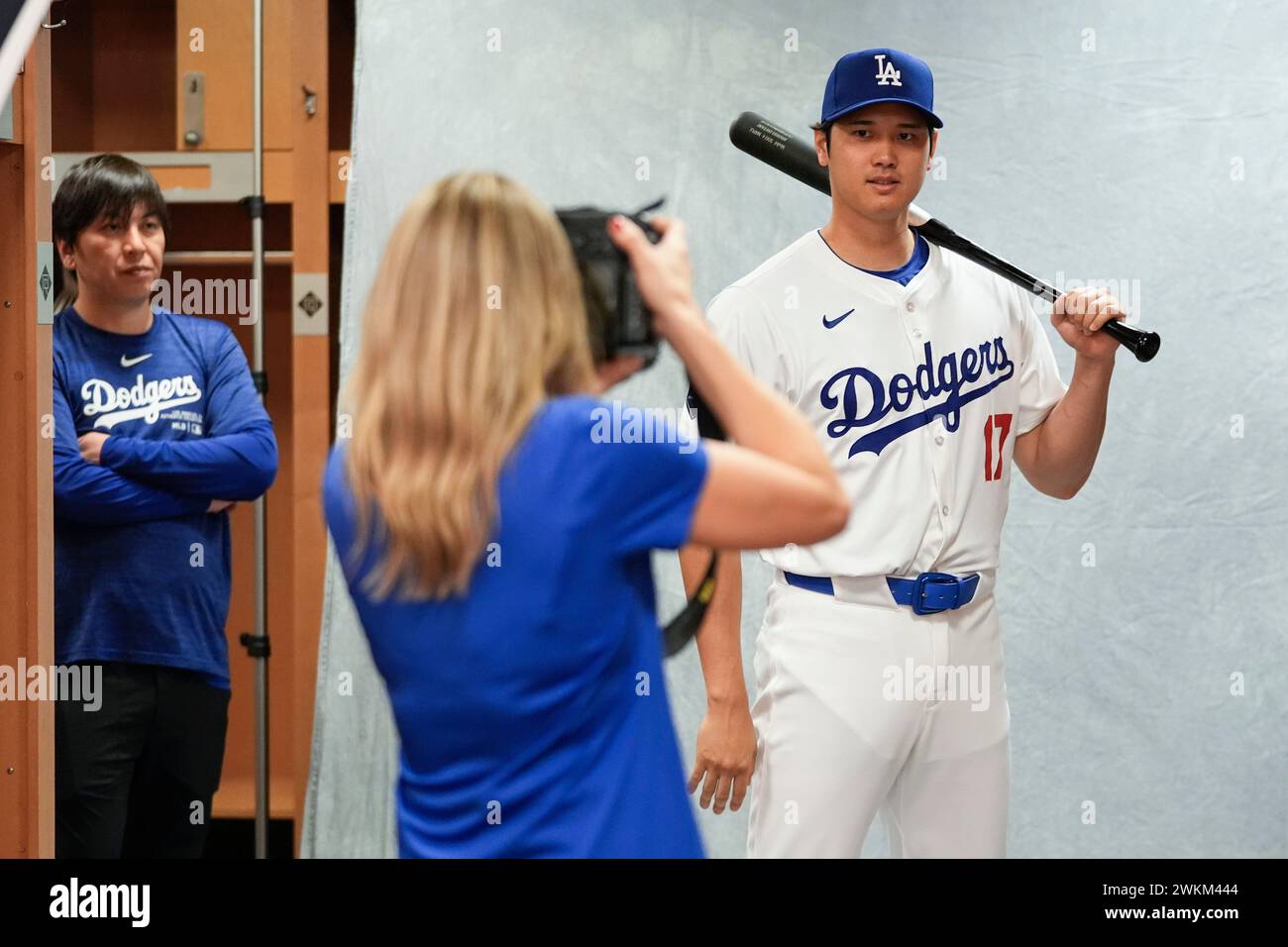 Los Angeles Dodgers Shohei Ohtani poses for a portrait during a spring ...