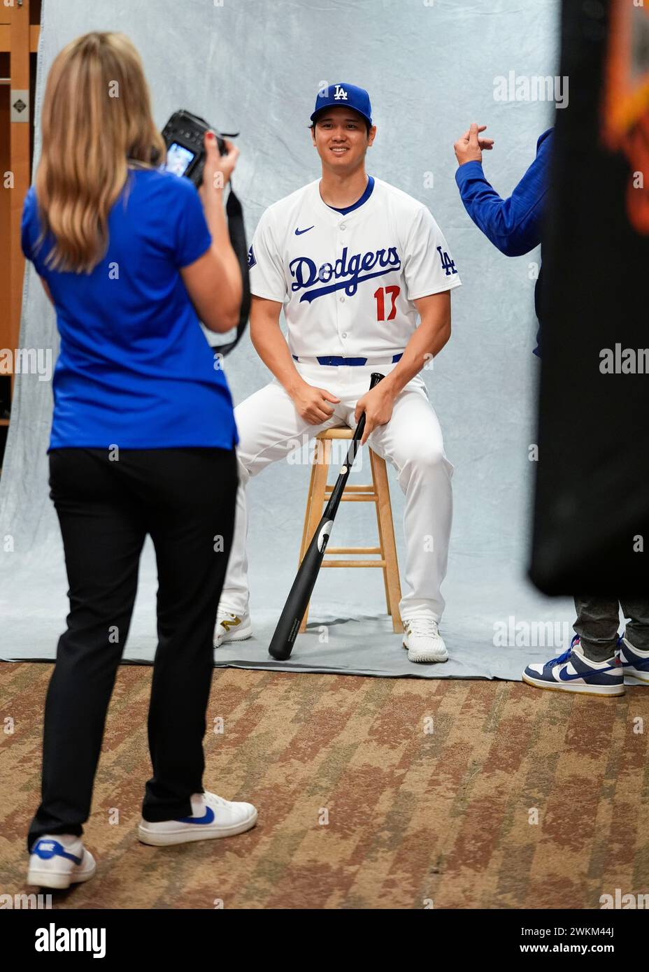 Los Angeles Dodgers Shohei Ohtani poses for a portrait during a spring ...