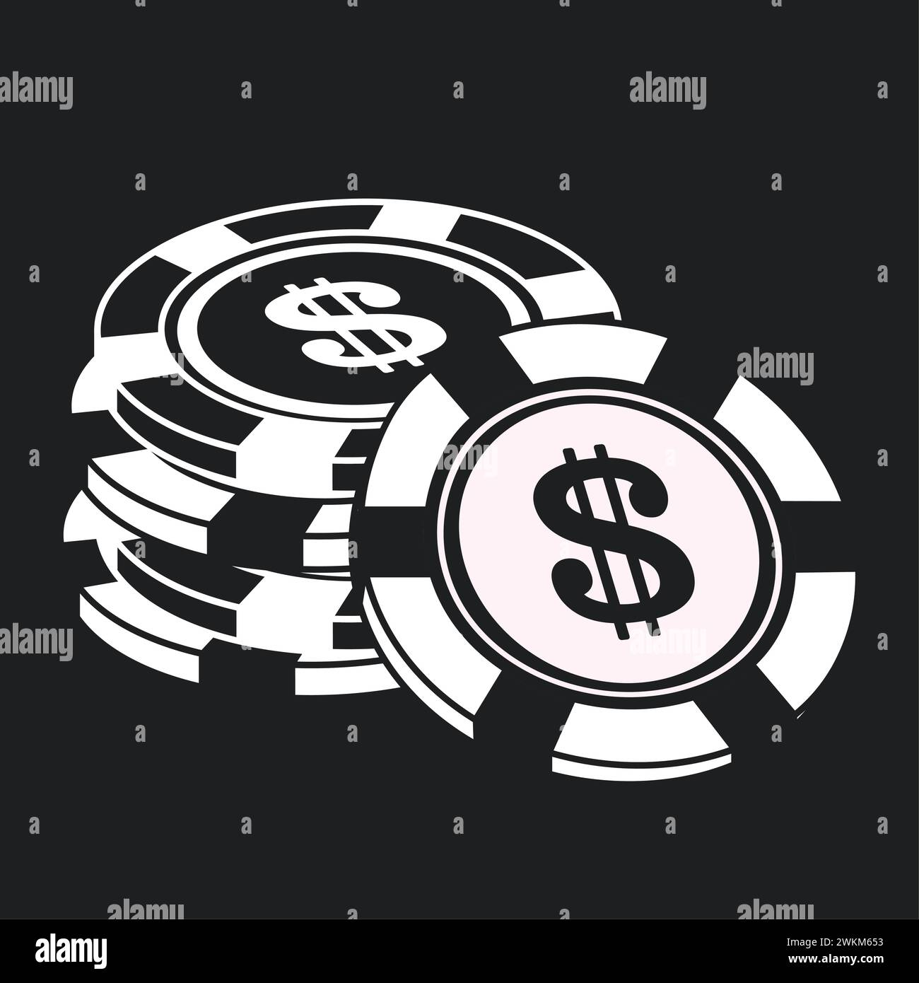 Isolated silhouette of pile of roulette coins Vector Stock Vector Image ...