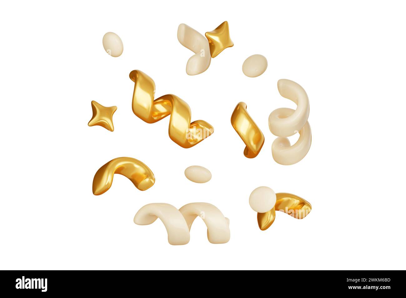 3d confetti golden and beige streamer in 3d render illustration for win ...