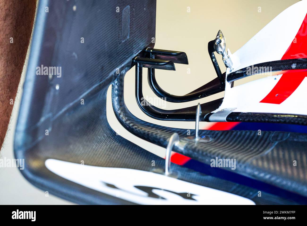 Haas F1 Team VF-24 Ferrari, Mechanical detail of front wing during the ...