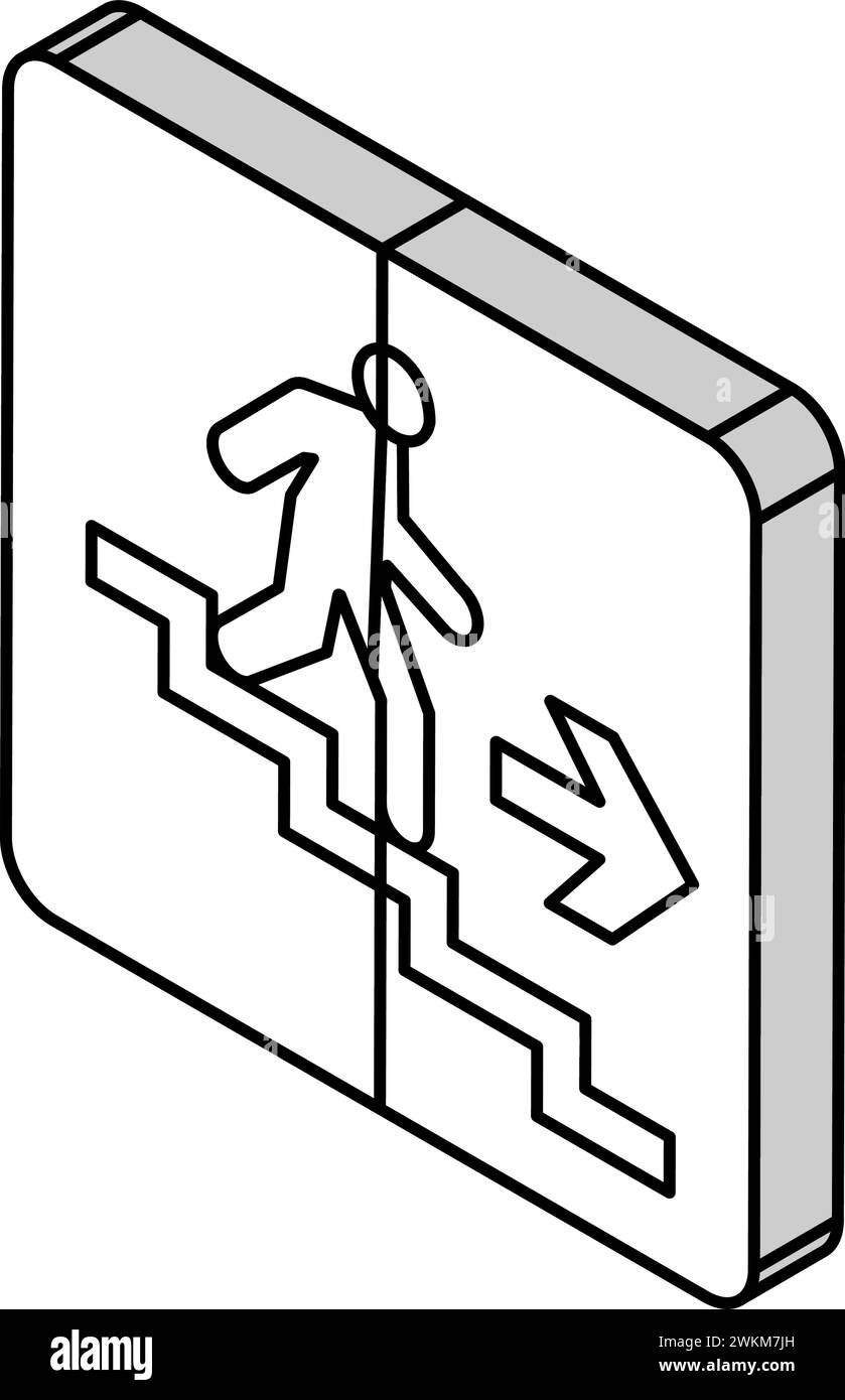 stairway up evacuation emergency isometric icon vector illustration ...