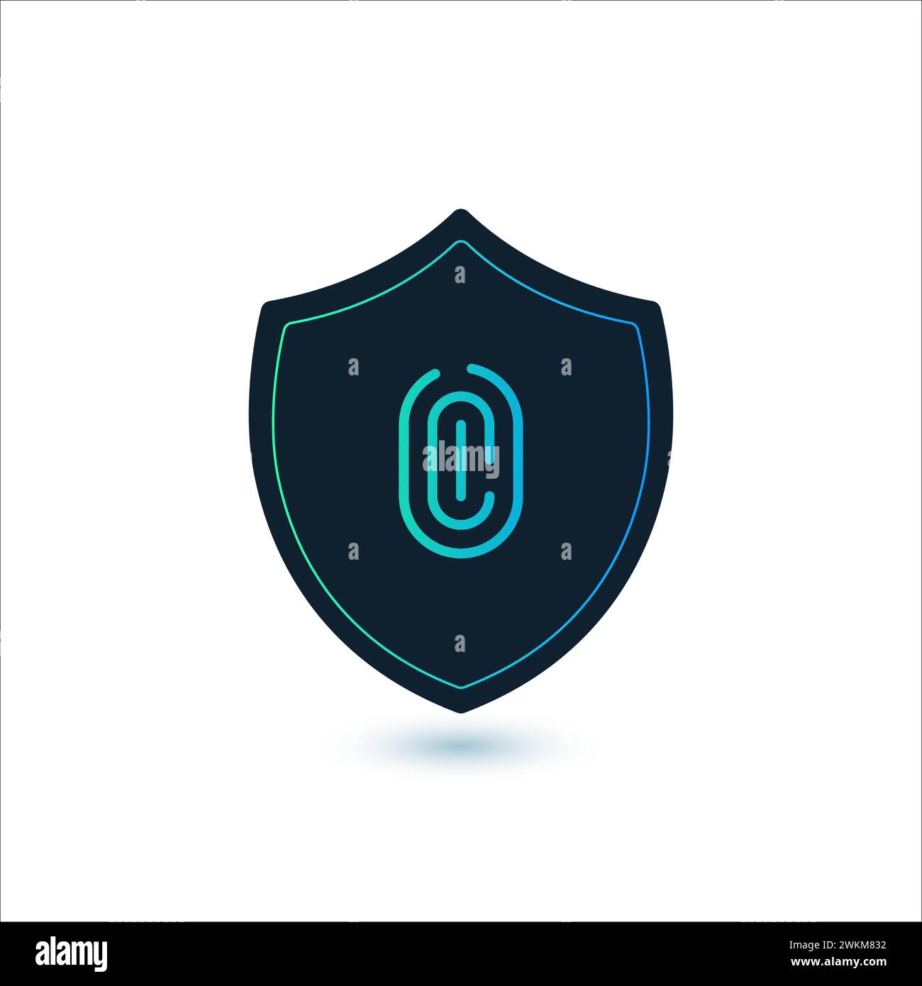 Security Shield Vector Icon Fingerprint Identification Protection
