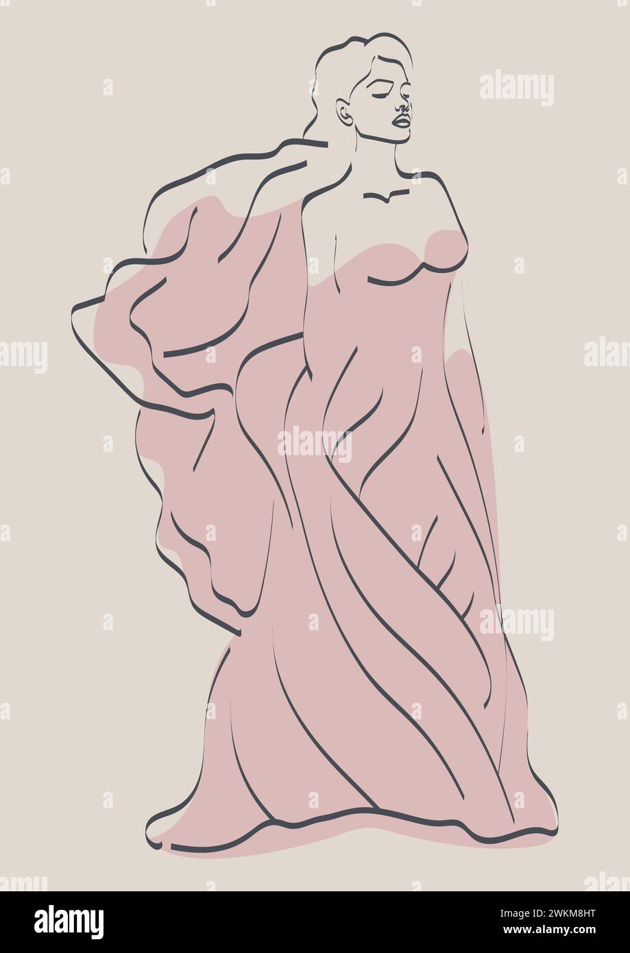 Lady line drawing hi-res stock photography and images - Alamy