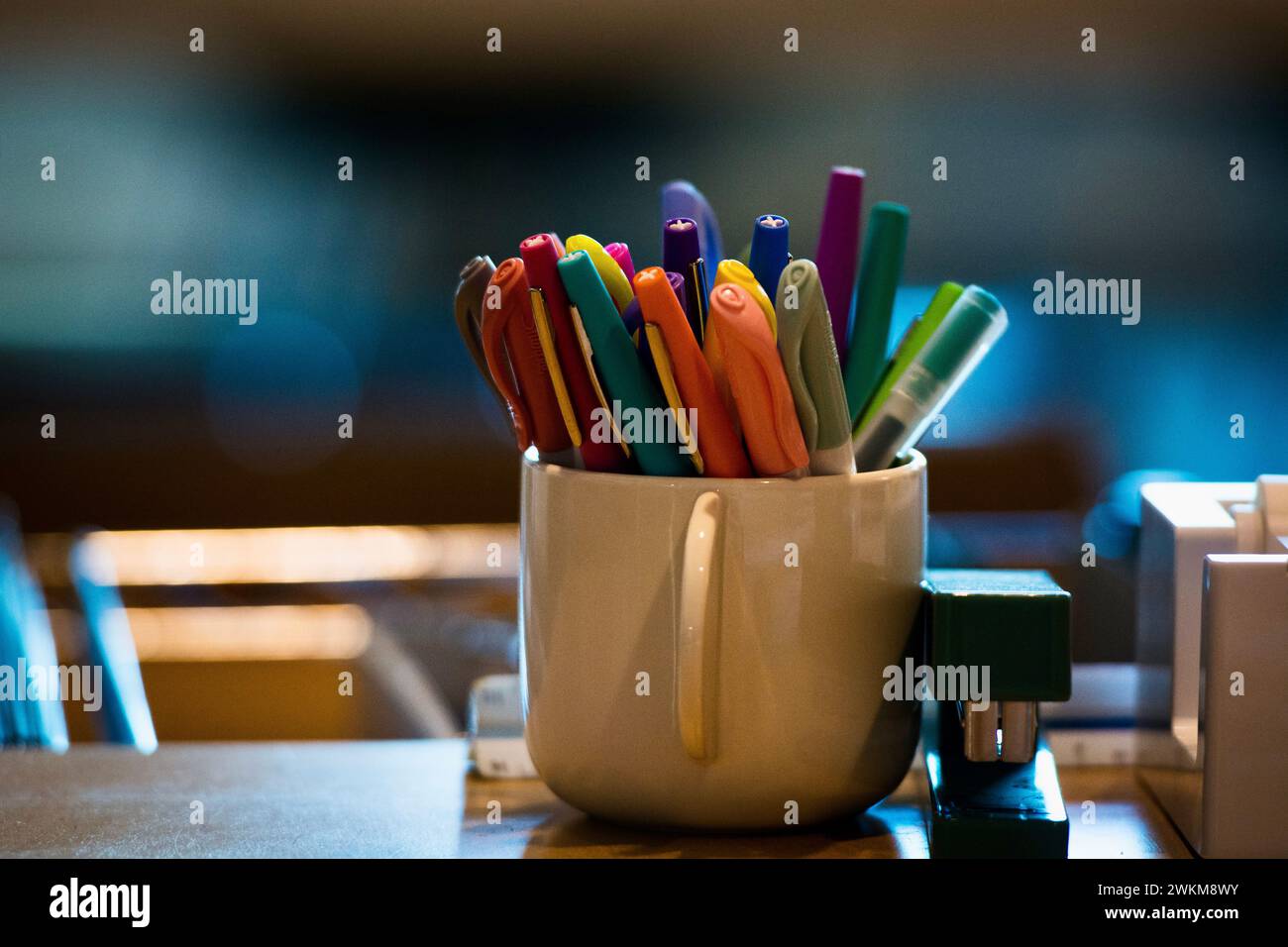 Office Pens in a Mug Stock Photo - Alamy
