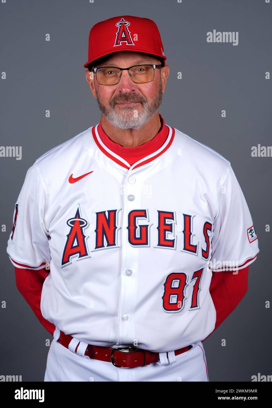 This is a 2024 photo of catching coach Jerry Narron of the Los Angeles ...