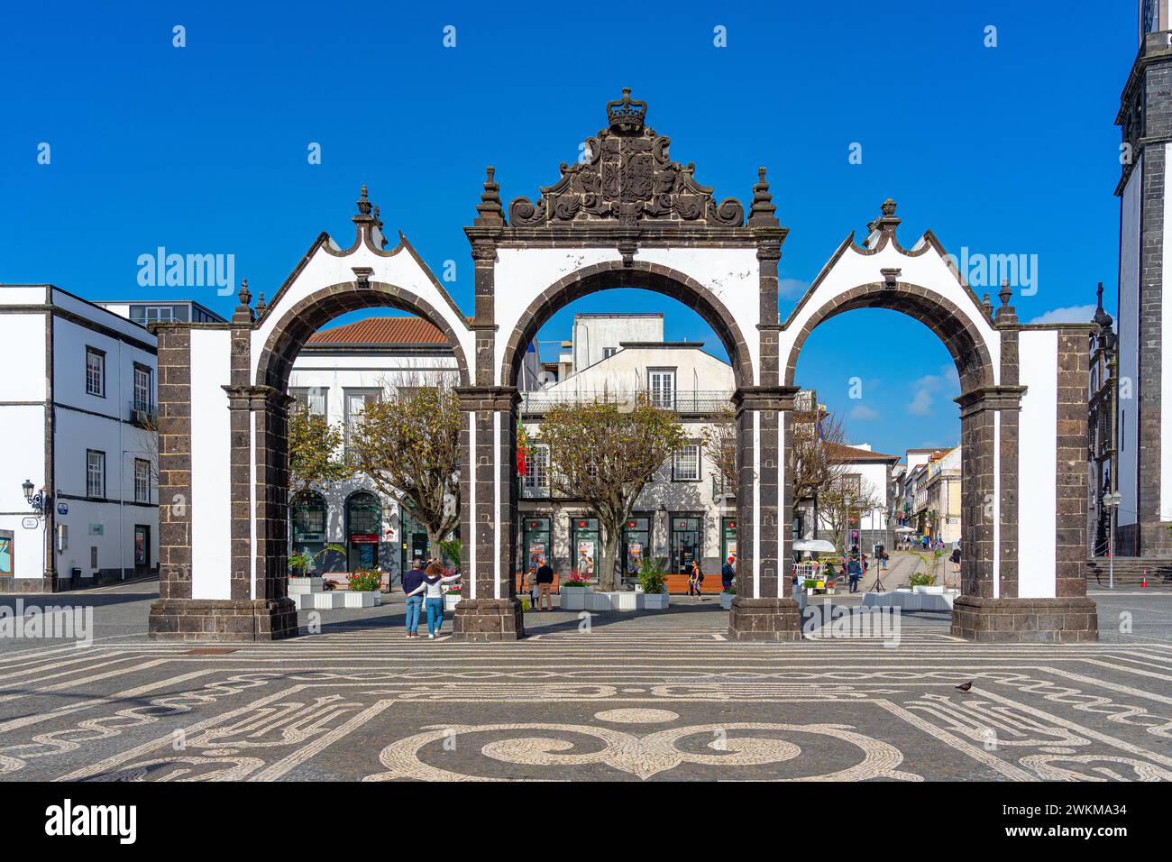 Day image of the arches of the city gates in Ponta Delgada-sao miguel ...