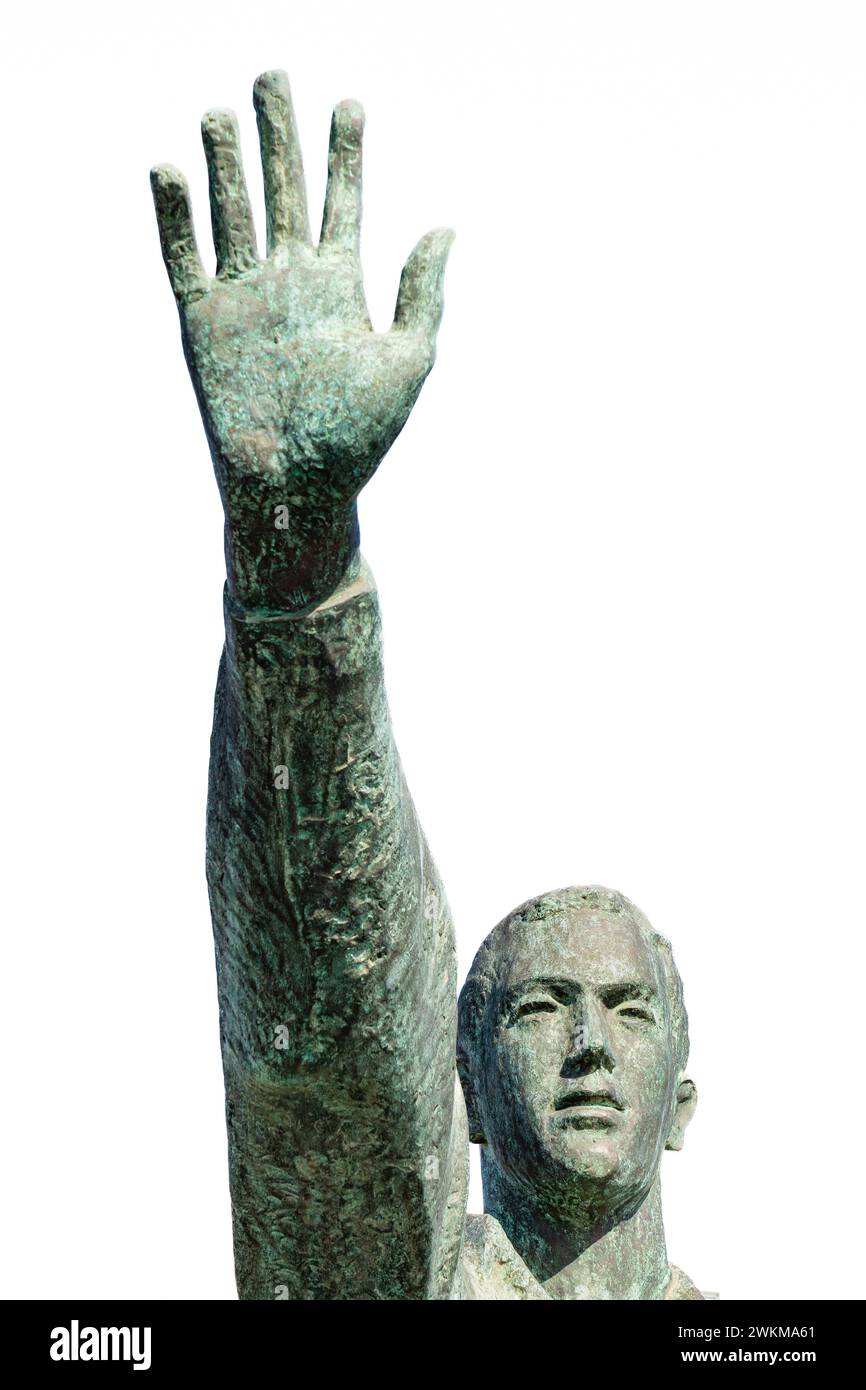 Monument in honor of the Azorean emigrant on an avenue in Ponta Delgada ...