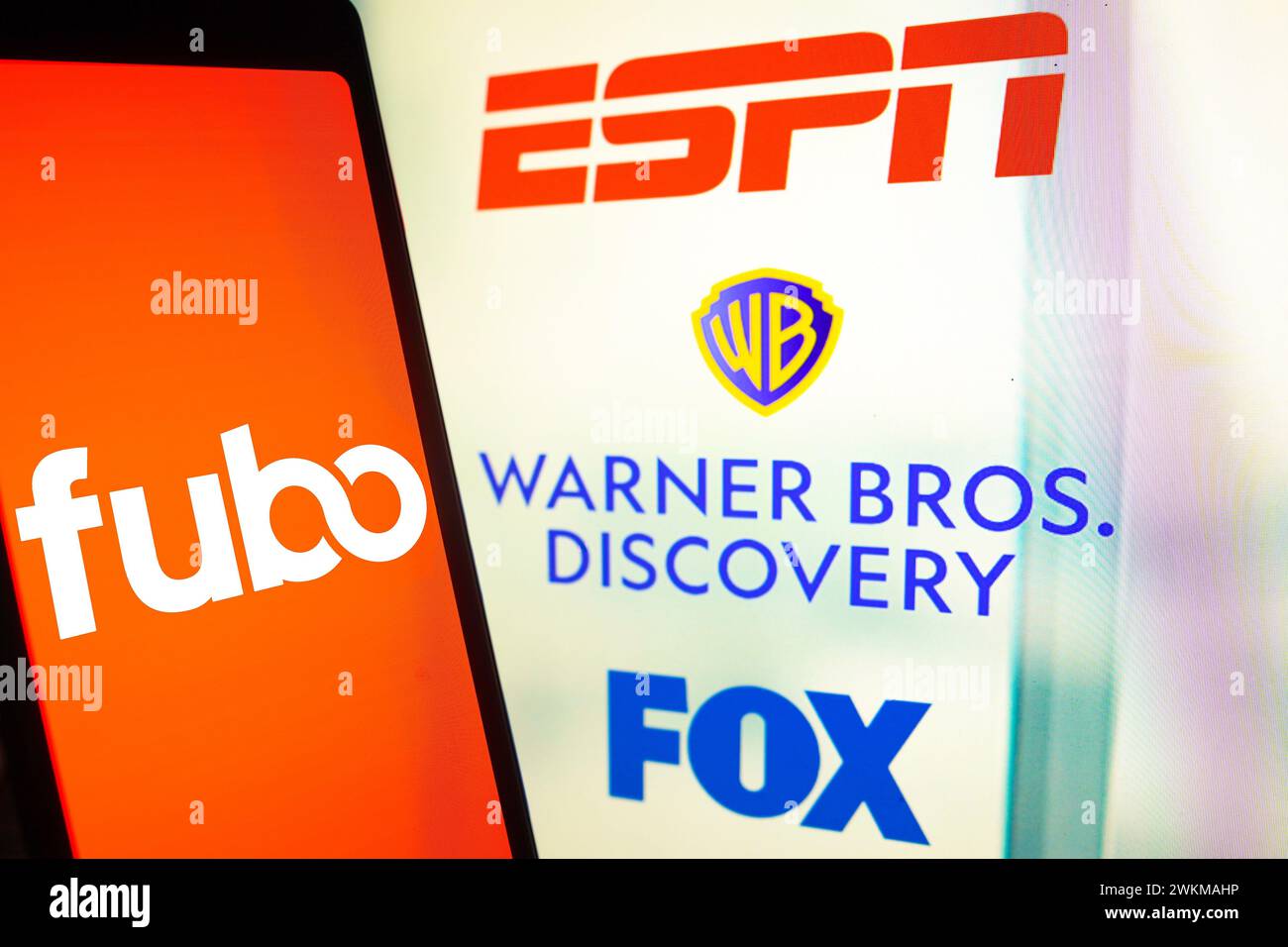 Brazil. 21st Feb, 2024. In this photo illustration, the FuboTV Inc ...