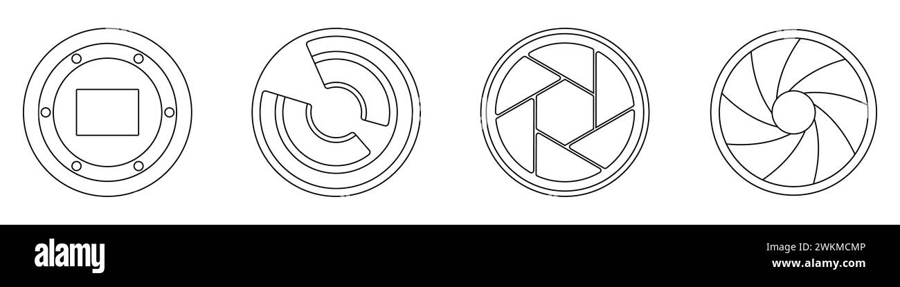 Vector camera matrix. Set of camera lens logos. Set of vector camera ...