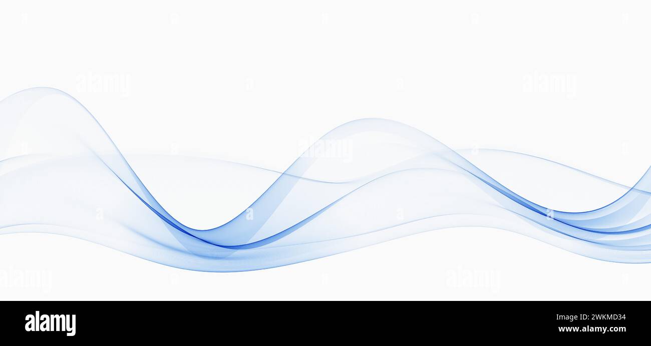 Abstract blue wave background, transparent wavy lines. A wave of blue ...