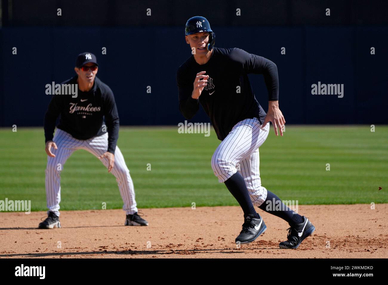New York Yankees right fielder Aaron Judge, right, runs the bases ...