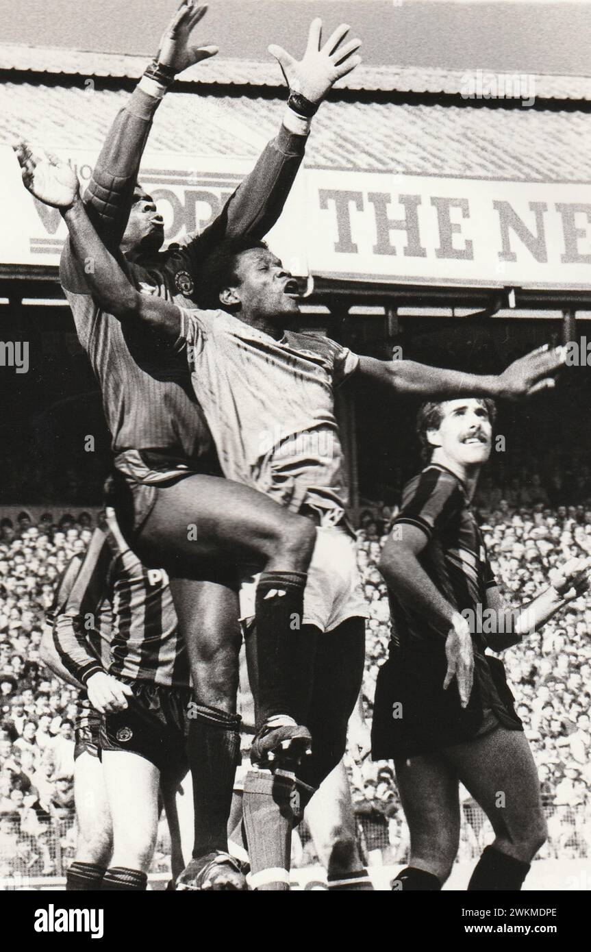 POMPEYS NOEL BLAKE JUMPS WITH MAN. CITY GOALKEEPER ALEX WILLIAMS AS ...