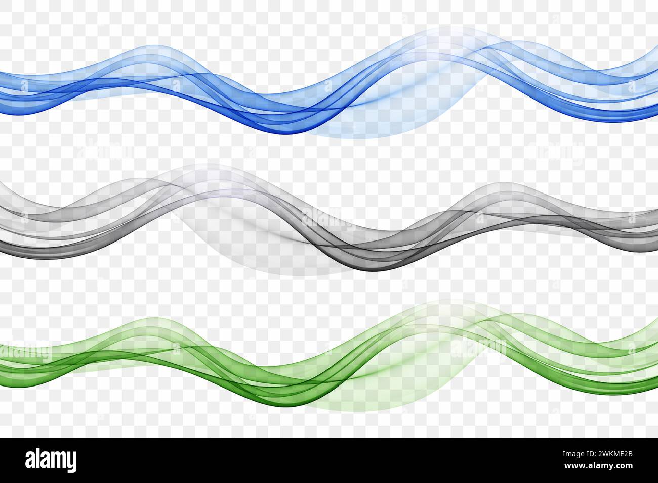Abstract wave on a transparent background. Wave set Stock Vector Image ...