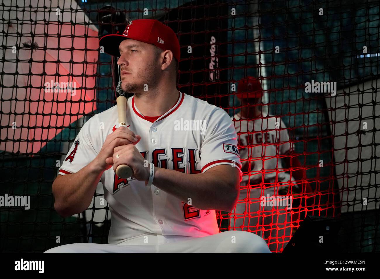 Los Angeles Angels' Mike Trout poses for a photo during the teams ...