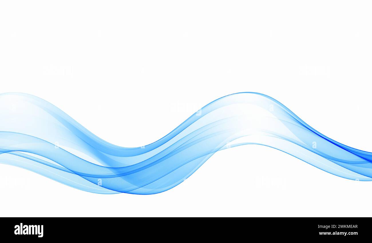 Abstract blue wave background, transparent wavy lines. A wave of blue ...