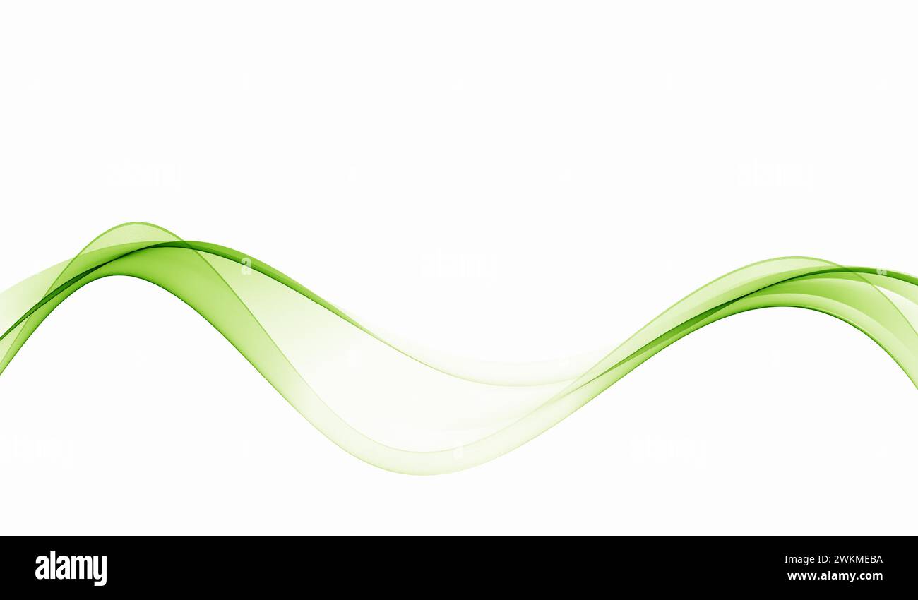 Abstract green wave background, transparent wavy lines. Wave of green ...