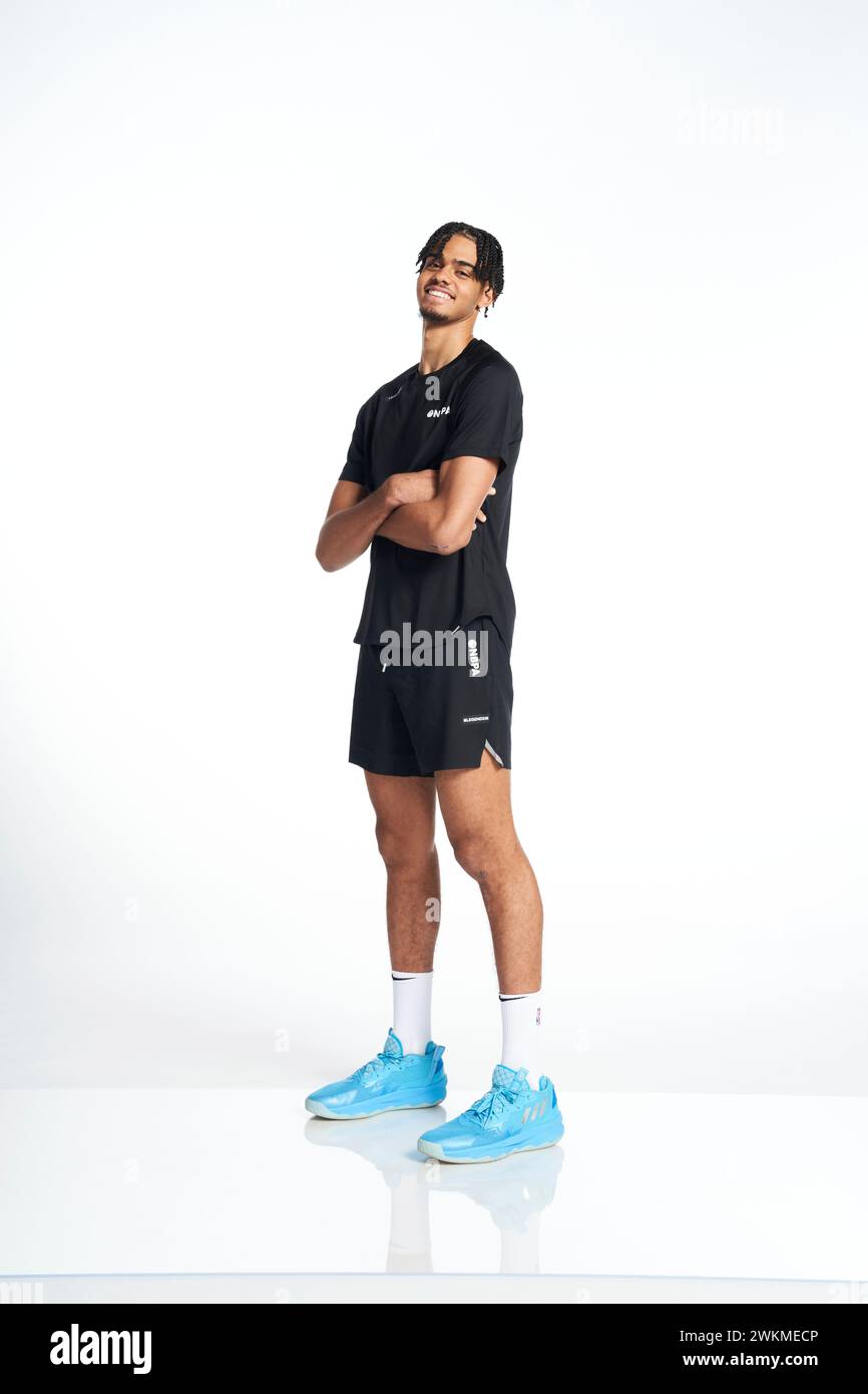 Portland Trail Blazers guard Rayan Rupert poses for a portrait on July ...