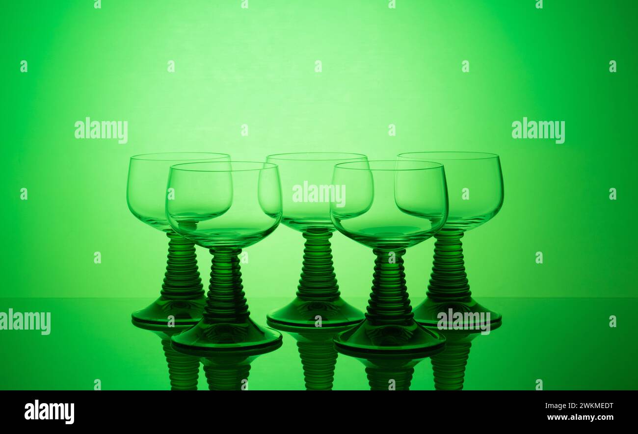 A dynamic and captivating display of glassware radiates with vibrant ...