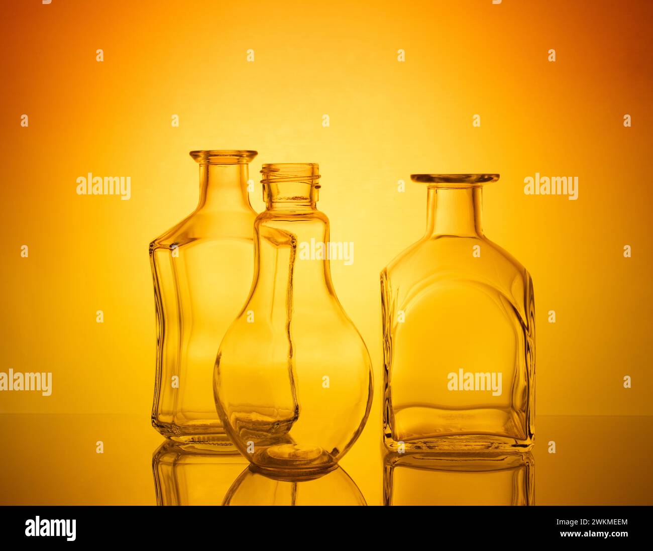 A beautiful and artistic composition of various glassware placed on a ...