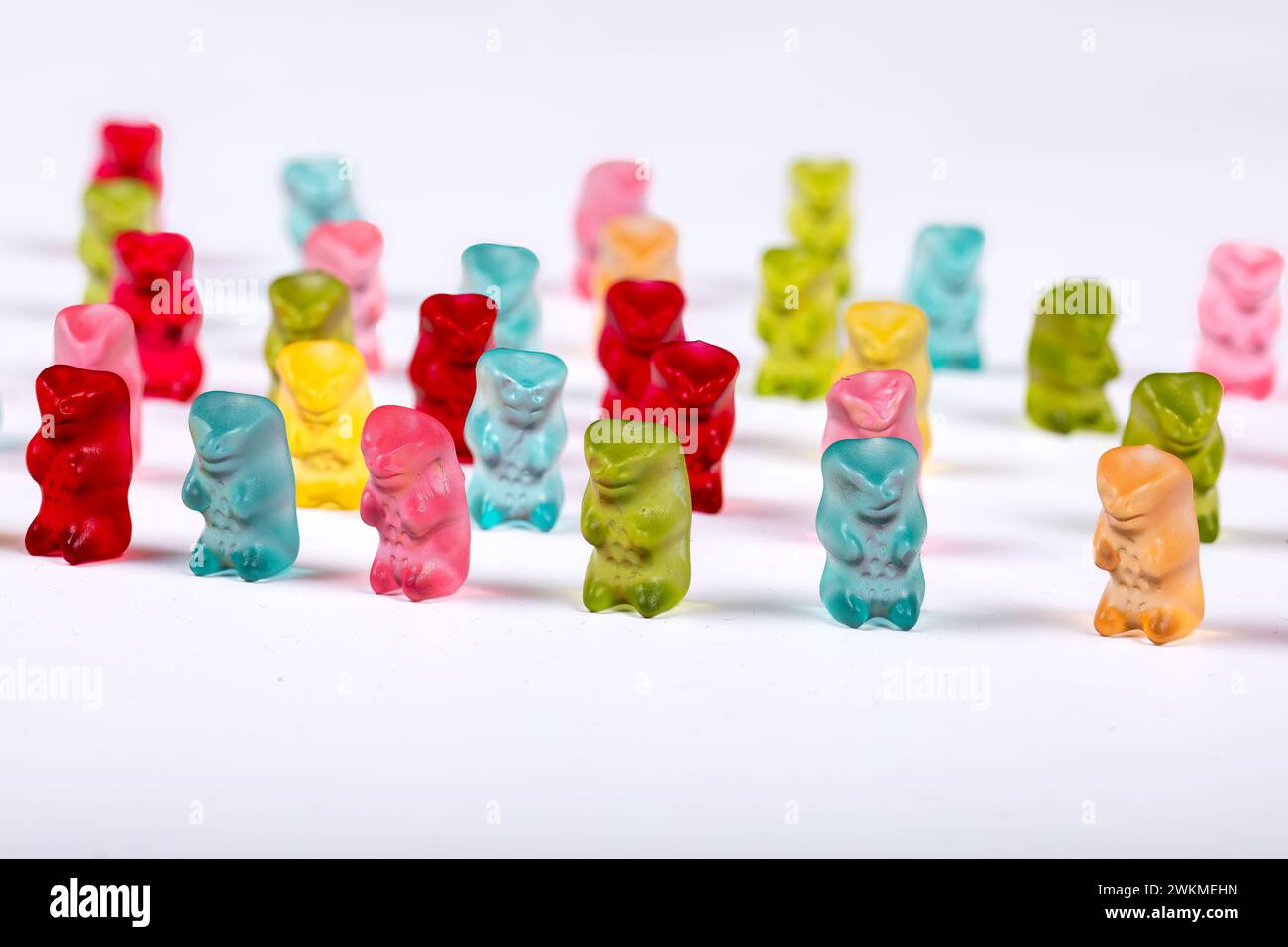 Colorful Gummy Bear Army Marching on White Background - Fun Candy ...