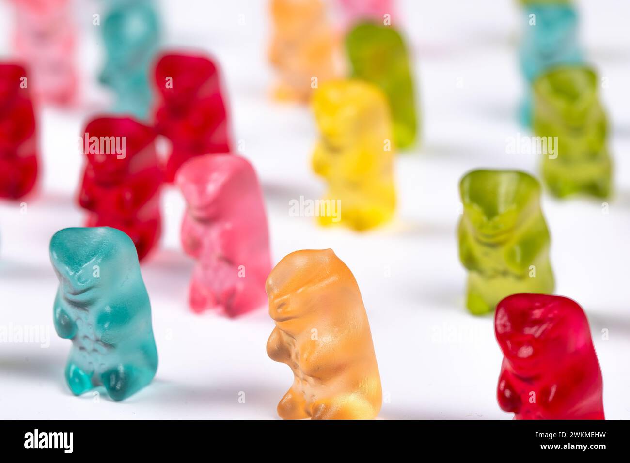 Colorful Gummy Bear Army Marching on White Background - Fun Candy ...