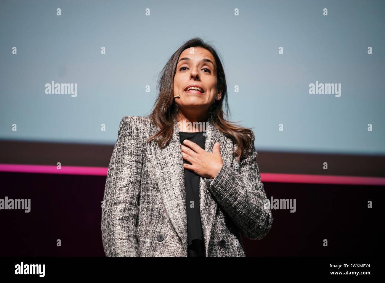 Fernando Buesa's sister, Sara Buesa , speaks during the ceremony on the ...