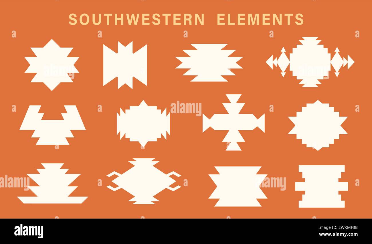 Aztec Navajo Tribal Shapes Set Southwestern Symbol Stock Vector Image ...