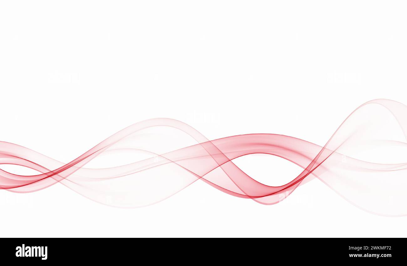 Abstract red wave background, transparent wavy lines. A wave of red ...