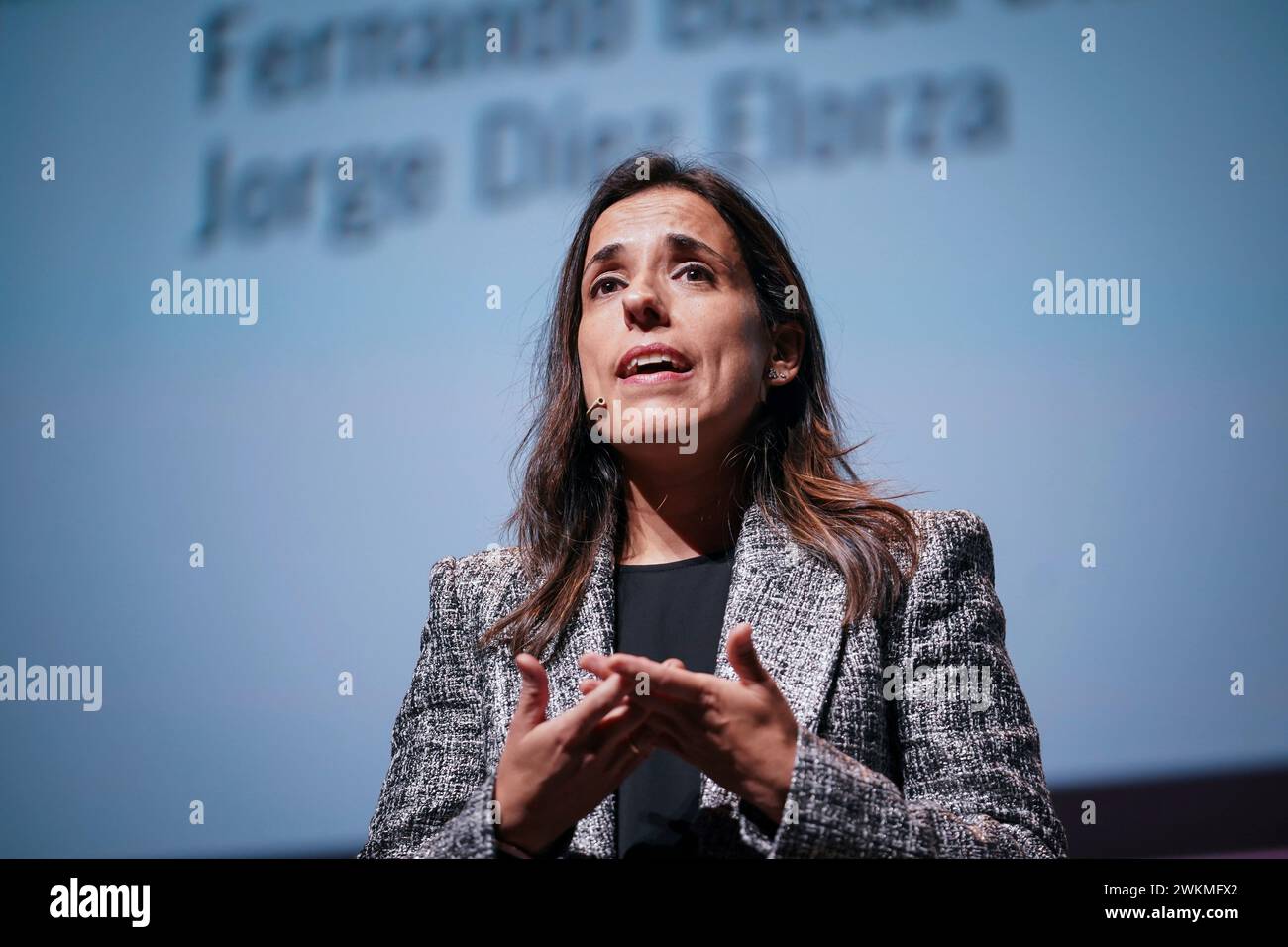 Fernando Buesa's sister, Sara Buesa , speaks during the ceremony on the ...