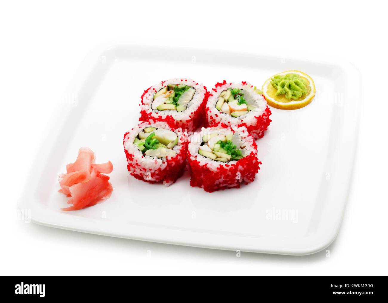 Rolls in Caviar. Isolated on White Background Stock Photo - Alamy