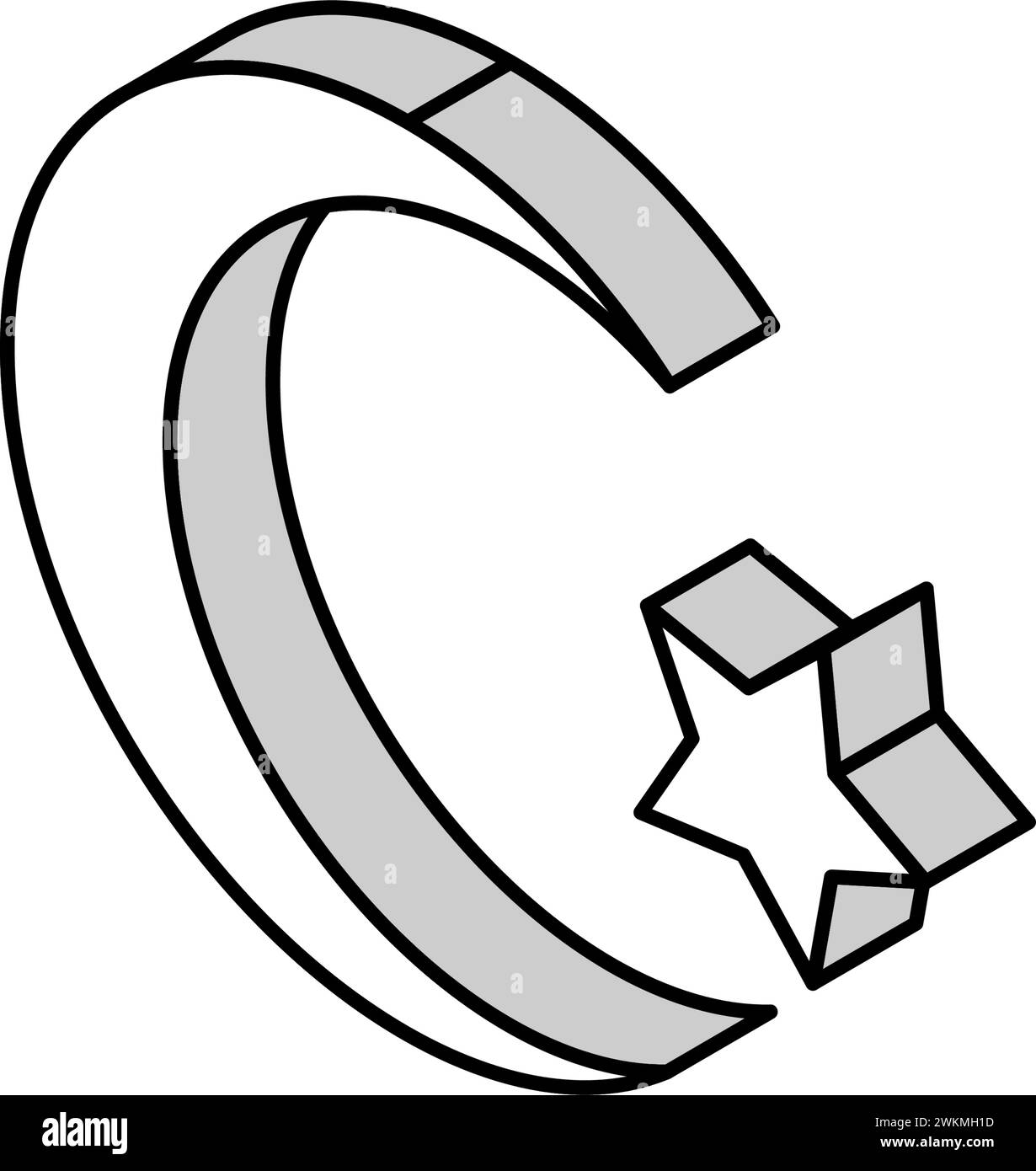 crescent moon islam muslim isometric icon vector illustration Stock ...