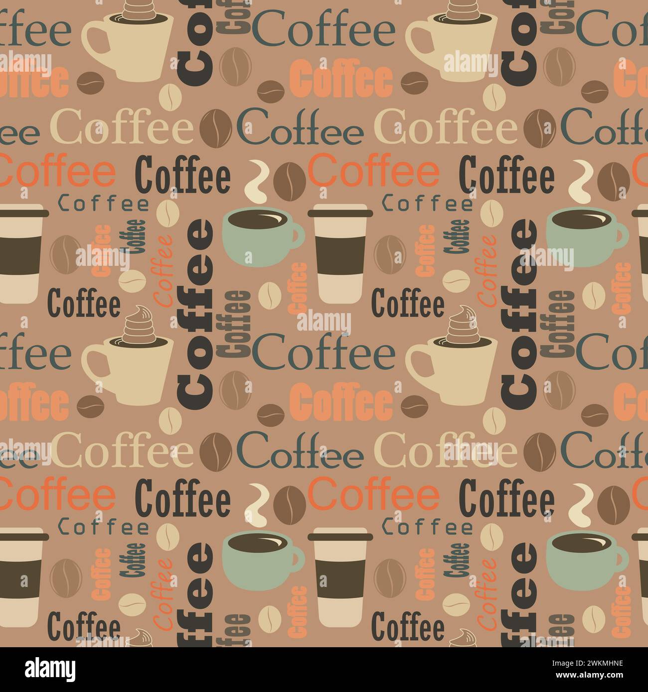 Coffee pattern with seamless effect for coffee shop background, cafe ...