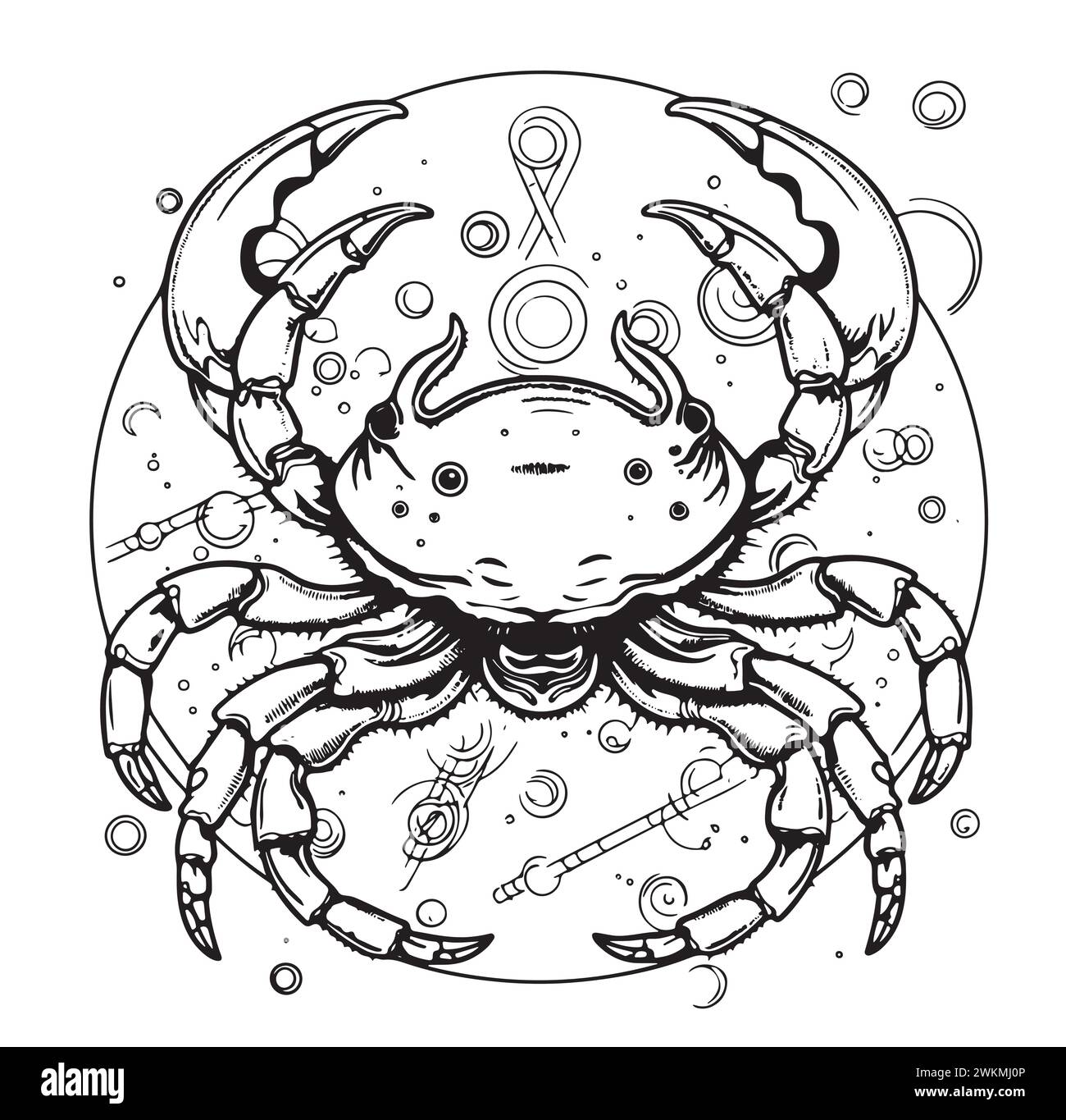 Modern magic witchcraft card with astrology Cancer zodiac sign ...