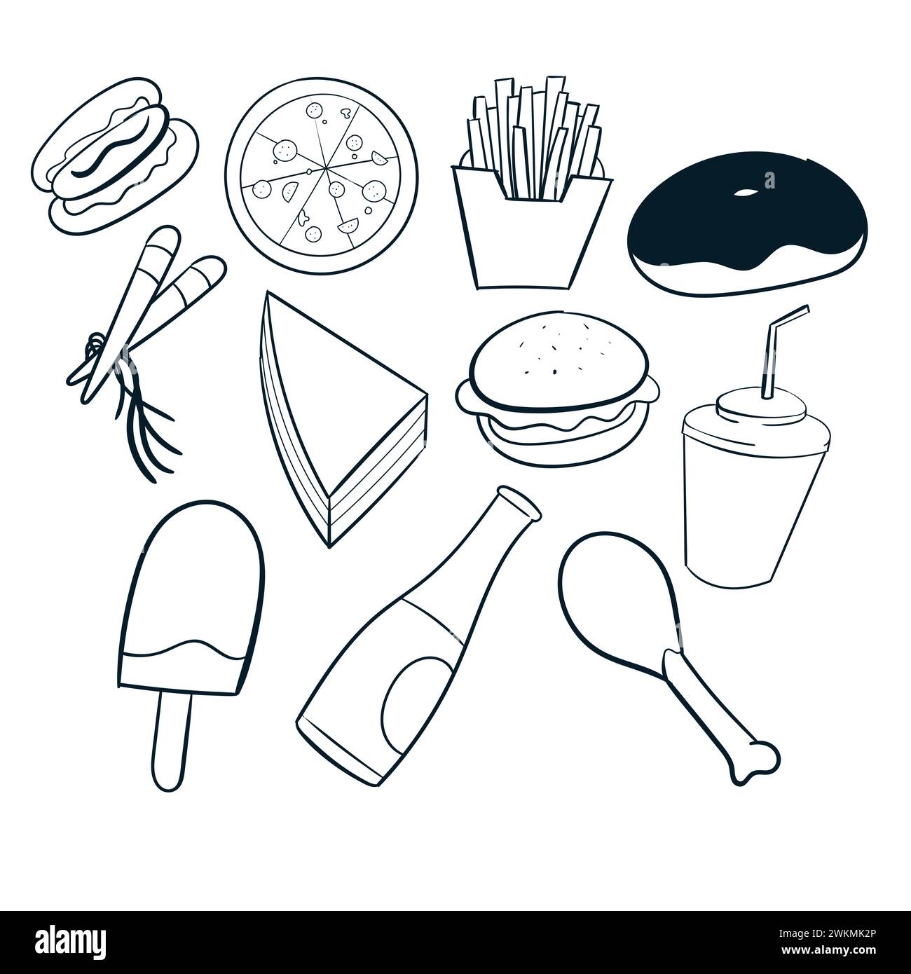Fast Food Doodle Scribble Vector Icon Illustration Fast Food Doodle ...