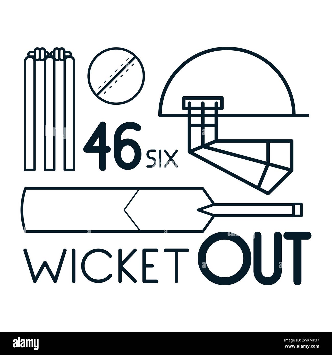Cricket Vector Illustration Vector Icon Cricket sports Item icon Doodle ...