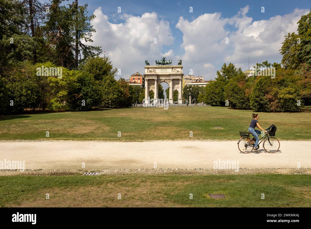 Porta Sempione, a gate in Milan, is marked by the Arch Of Peace ...
