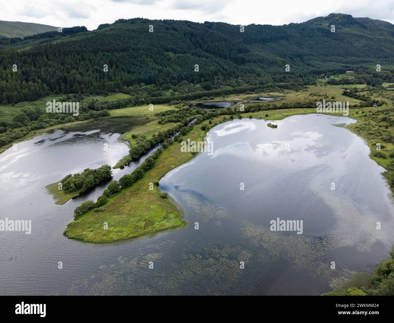 Aerial view of Loch Lubnaig from Runacraig, Callander. Scotland ...