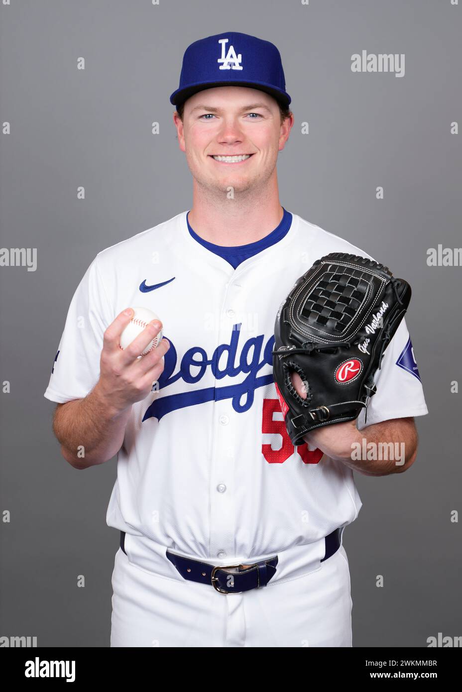 This is a 2024 photo of relief pitcher Gus Varland of the Los Angeles ...