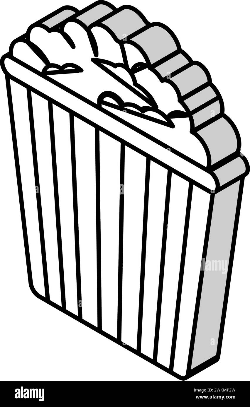 bucket popcorn food snack isometric icon vector illustration Stock ...