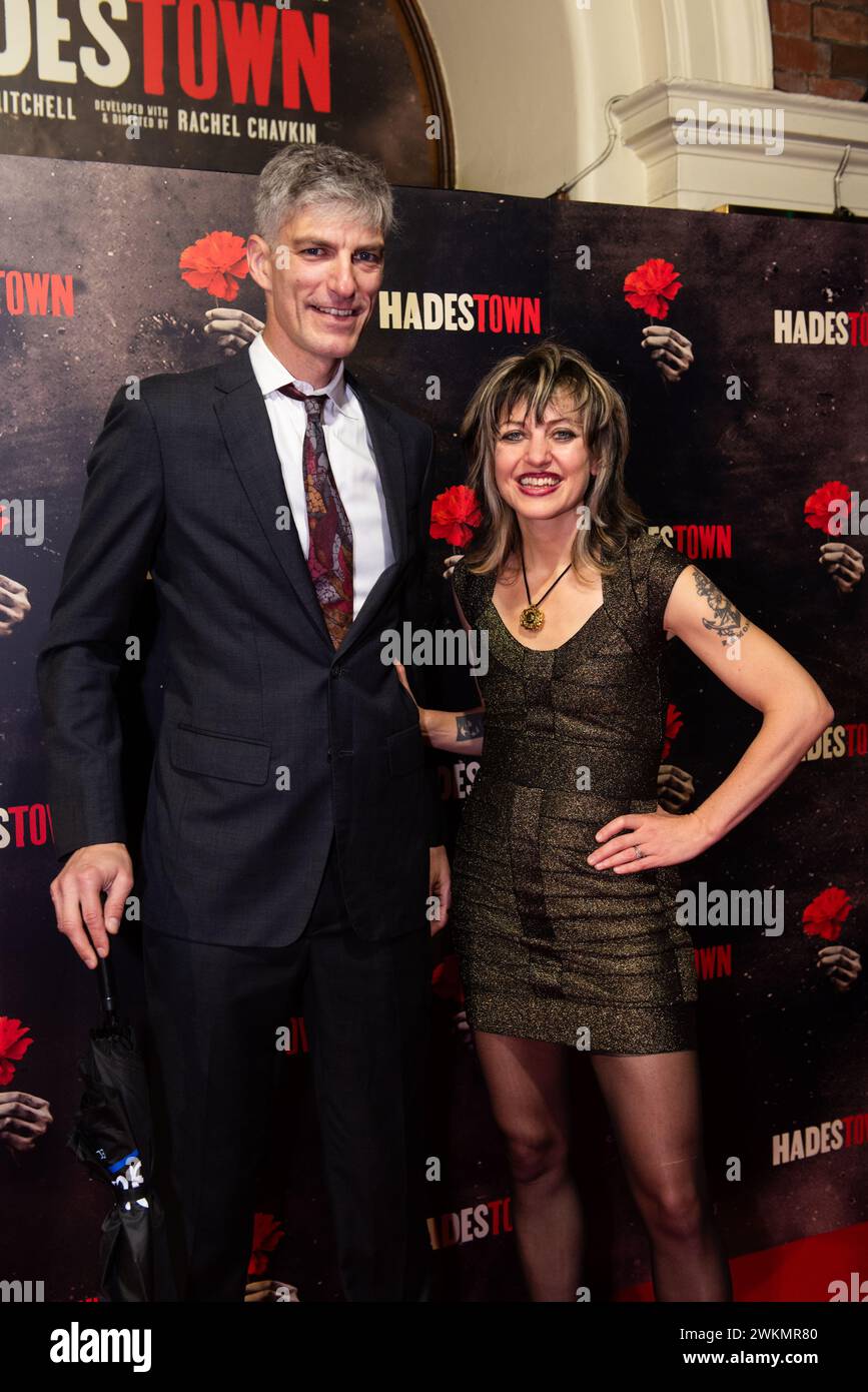 London, 21 February 2024, Hadestown Opening Night, Anais Mitchell and husband Noah Hahn arriving ...